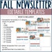 Fall Newsletter Templates - Etsy