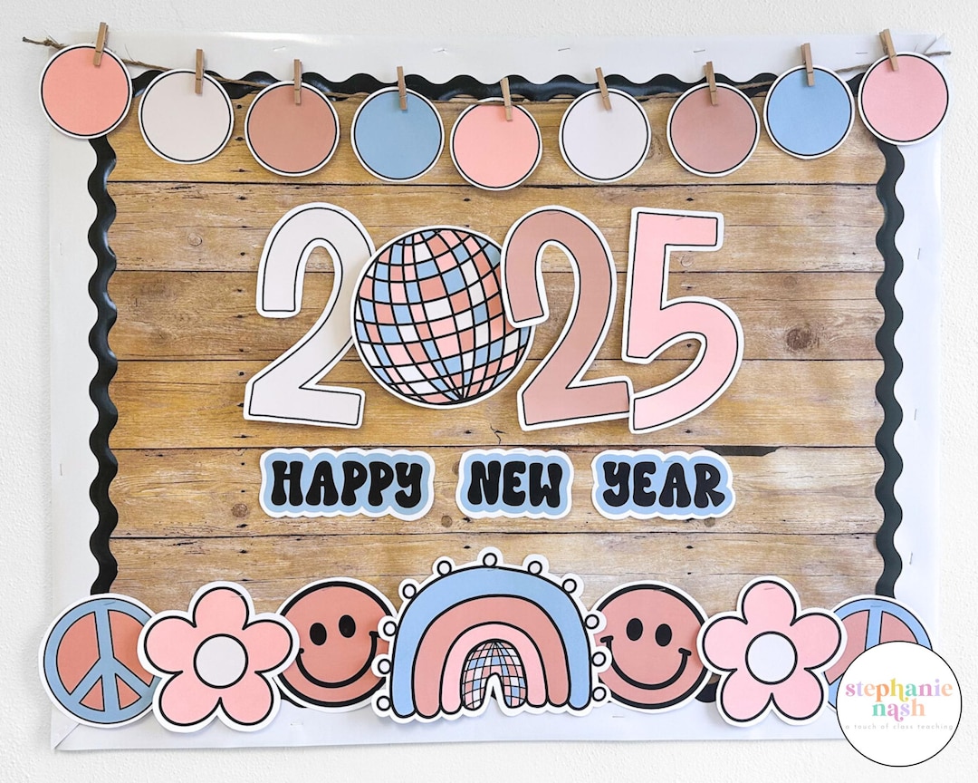 New Years Bulletin Board Kit in Muted Colors | January Bulletin Board ...