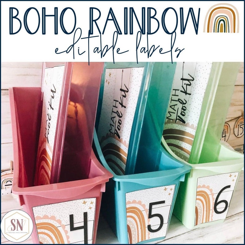 Boho Rainbow Editable Labels - Etsy
