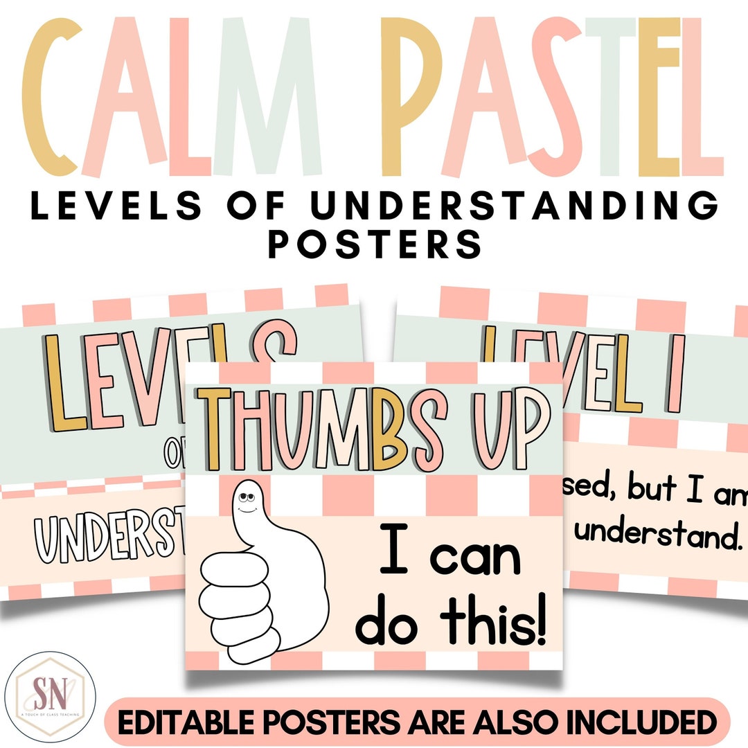 Calm Pastel Classroom Decor | Levels of Understanding Posters ...