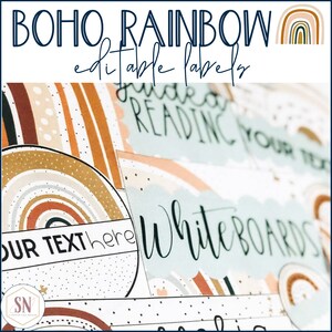 Boho Rainbow Editable Labels - Etsy
