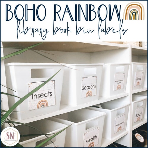 BOHO Book Bin Labels - Etsy