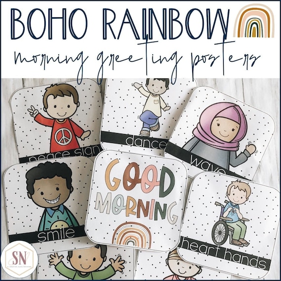 Boho Rainbow Morning Greeting Posters | Etsy