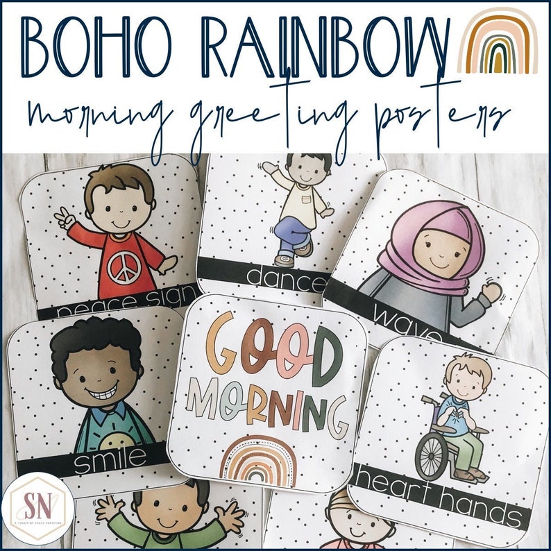 Boho Rainbow Morning Greeting Posters | Etsy
