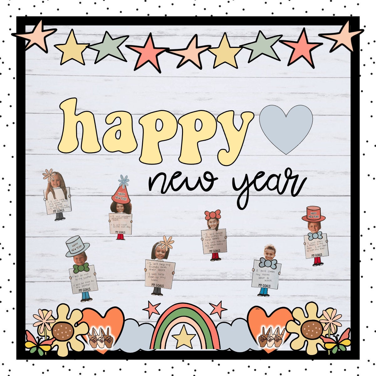 New Years Bulletin Board | Bulletin Board With Students' Photos | New ...