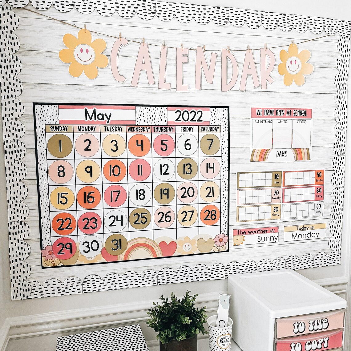 Retro Classroom Decor | Calendar Kit - Etsy
