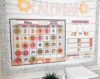 Retro Classroom Decor Calendar Kit - Etsy