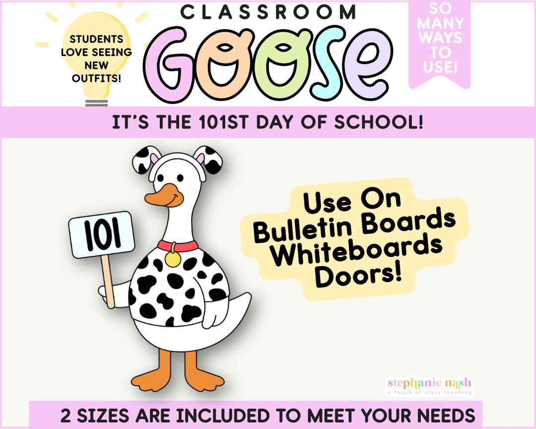 101 Days of School Classroom Goose | Silly Goose Class Mascot - Etsy