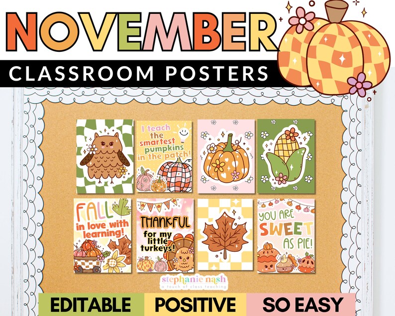 Thanksgiving Bulletin Board Posters | Editable | Classroom Posters ...