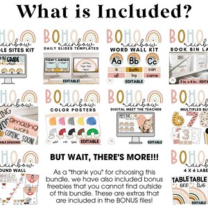 Boho Rainbow Classroom Decor | Neutral Rainbow Decor Bundle 3,000+ Page ...