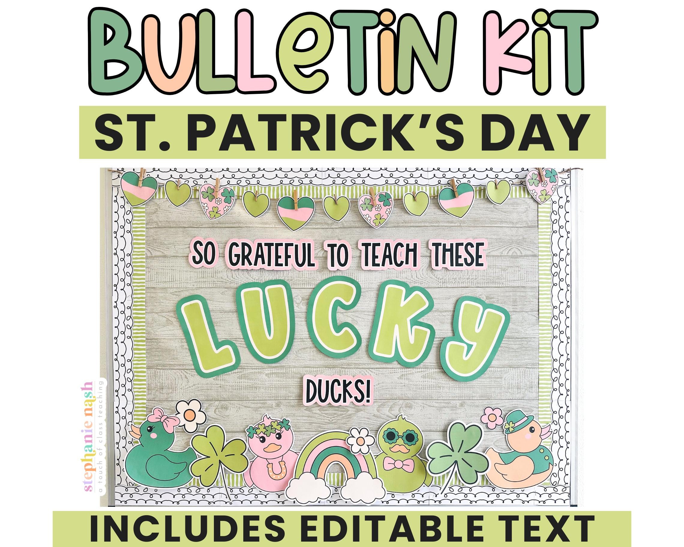 St. Patrick's Day Bulletin Board | Lucky Duck Classroom Decor for March ...