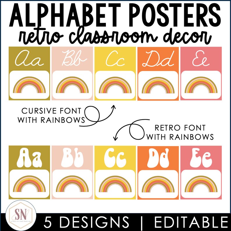 Retro Classroom Decor Alphabet Posters - Etsy