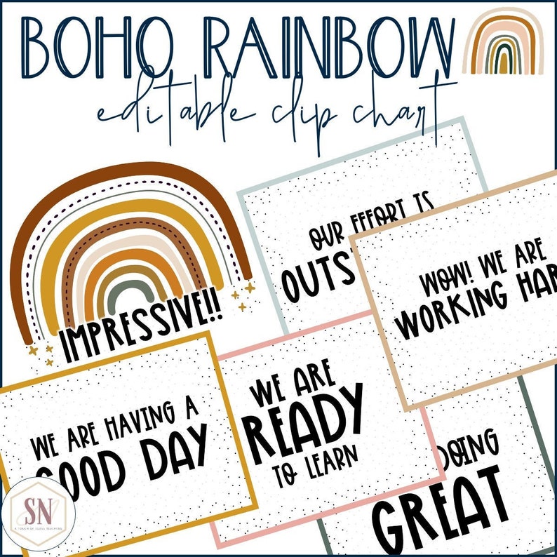 Boho Rainbow Behavior Clip Chart - Etsy