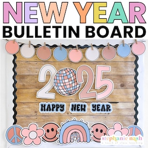 New Years Bulletin Board Kit in Muted Colors | January Bulletin Board ...