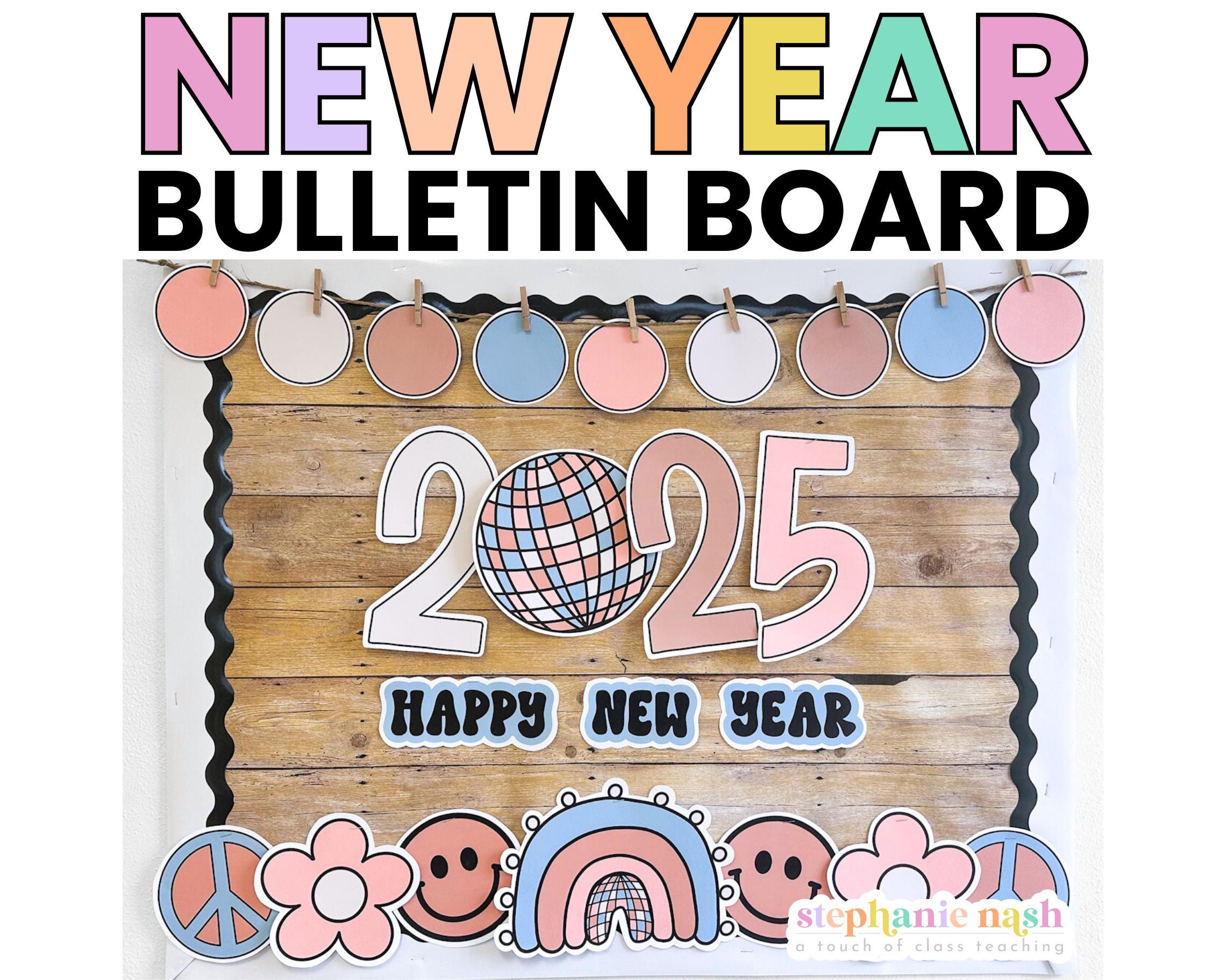 New Years Bulletin Board Kit in Muted Colors | January Bulletin Board ...