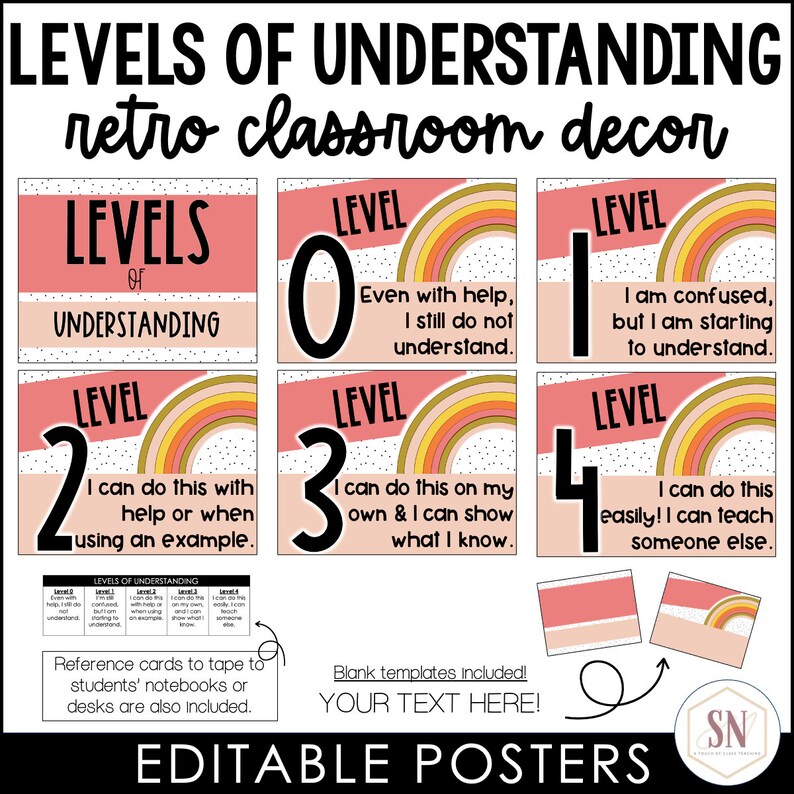 Retro Classroom Decor Levels of Understanding Posters - Etsy