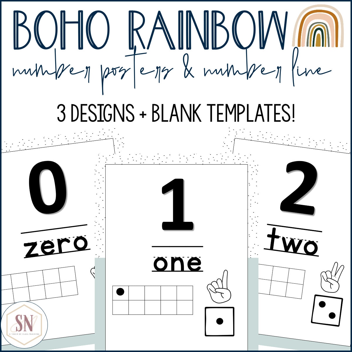 Boho Rainbow Number Posters & Number Line - Etsy