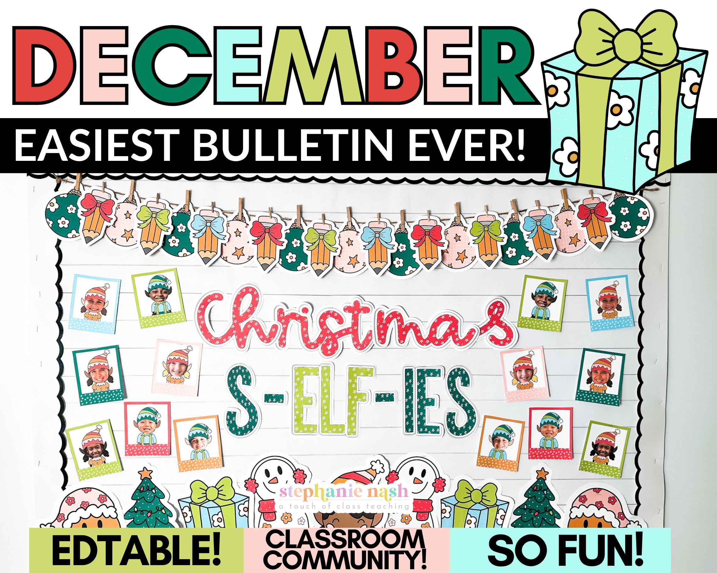 Christmas Bulletin Board | December Bulletin Board With Student Photos ...
