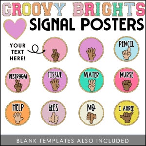 Groovy Classroom Decor | Hand Signal Posters - Etsy