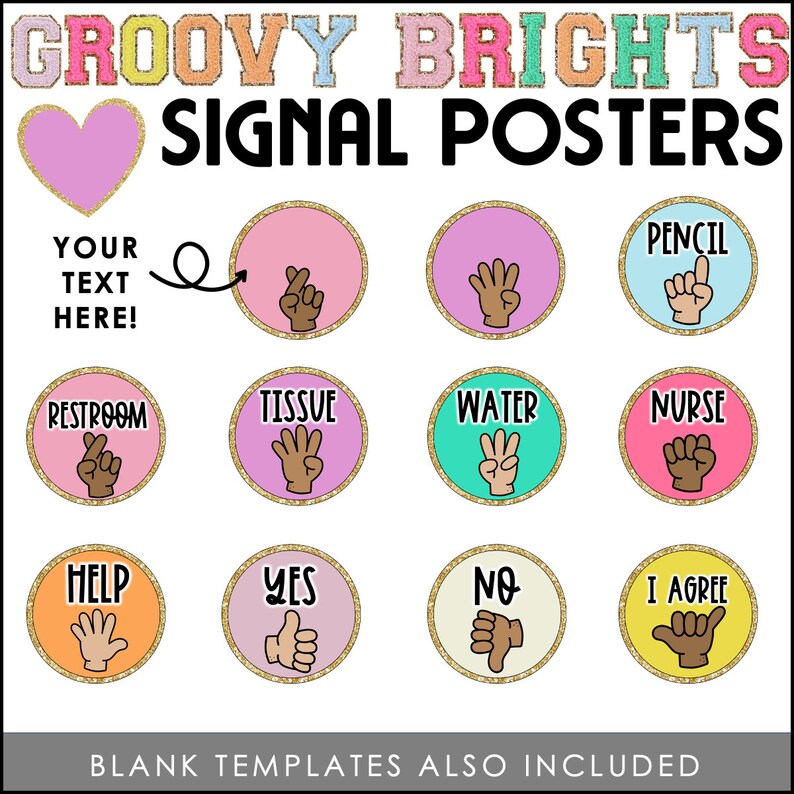 Groovy Classroom Decor Hand Signal Posters - Etsy