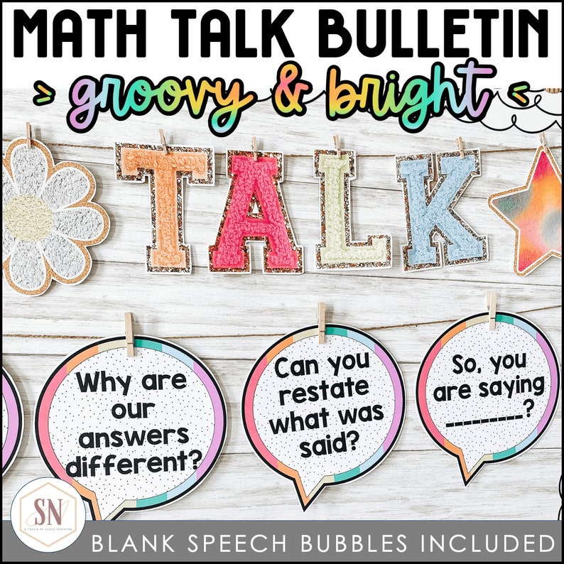Groovy Classroom Decor | Math Talk Bulletin Board + Student Cards - Etsy