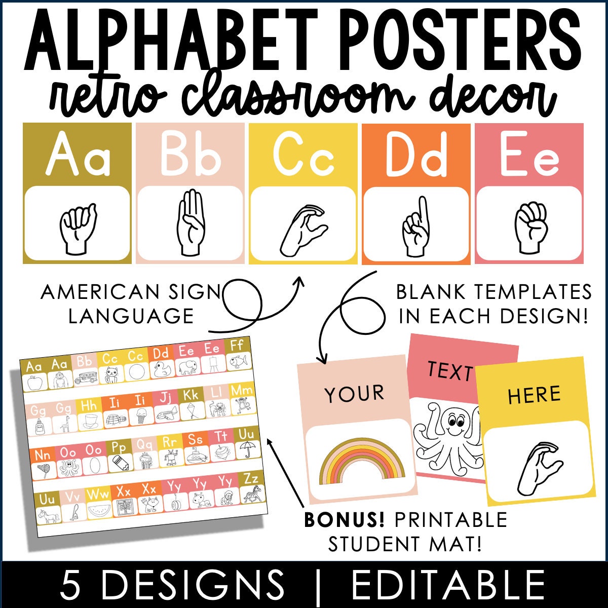 Retro Classroom Decor Alphabet Posters - Etsy