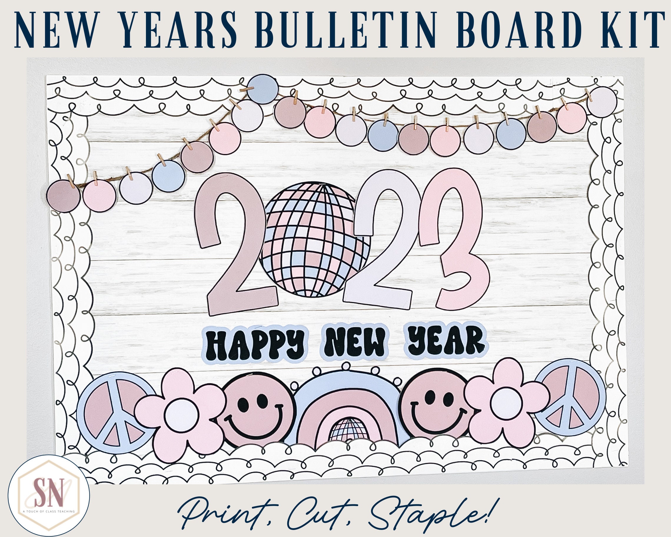 New Years Bulletin Board Kit in Muted Colors January - Etsy