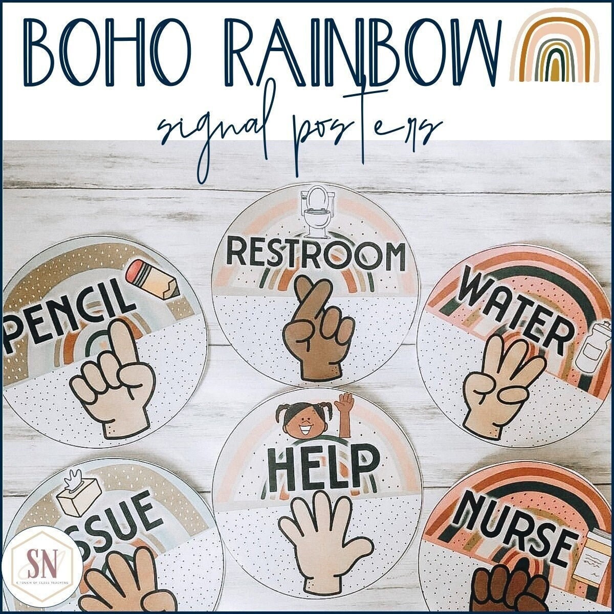Boho Rainbow Hand Signal Posters - Etsy