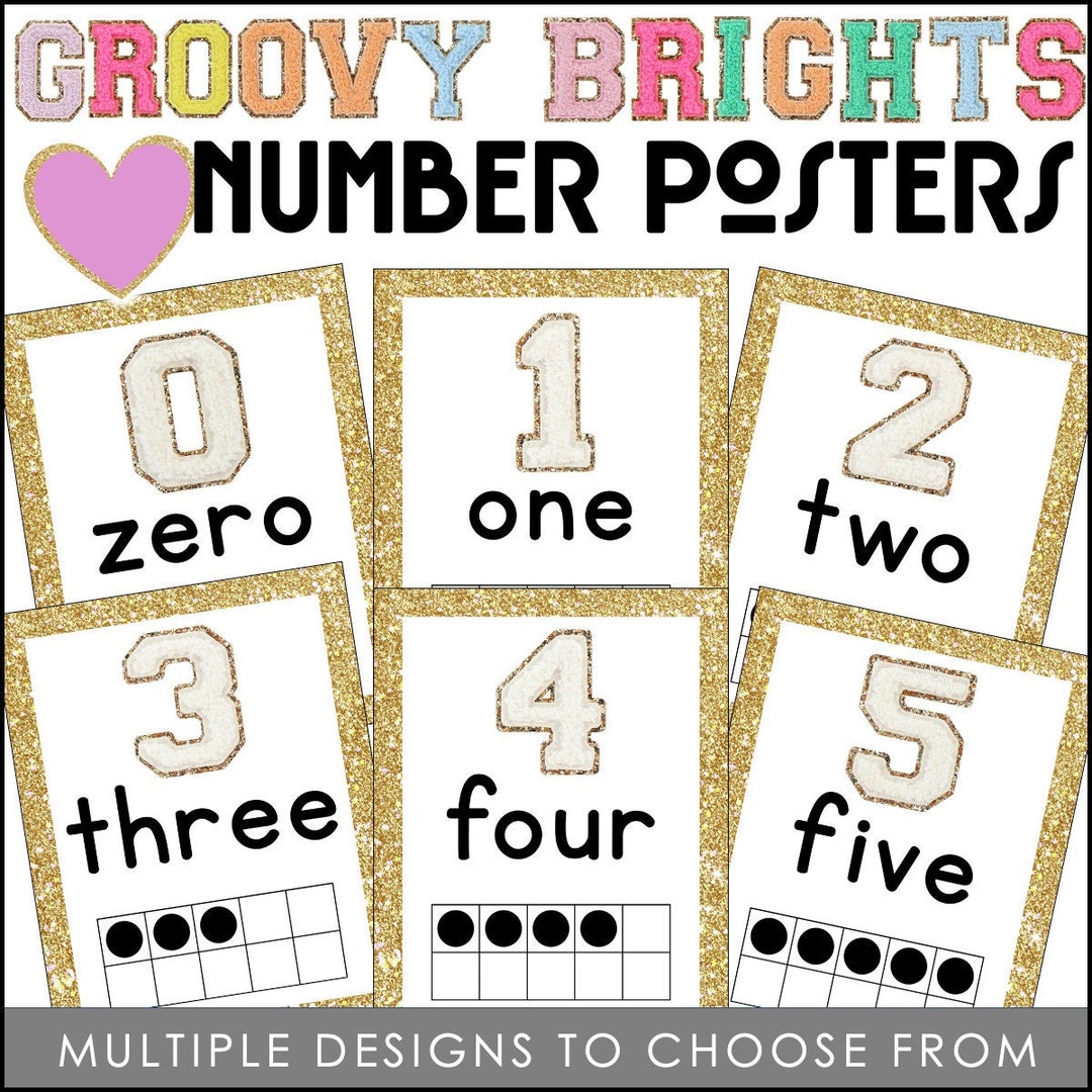 Groovy Classroom Decor | Number Posters - Etsy