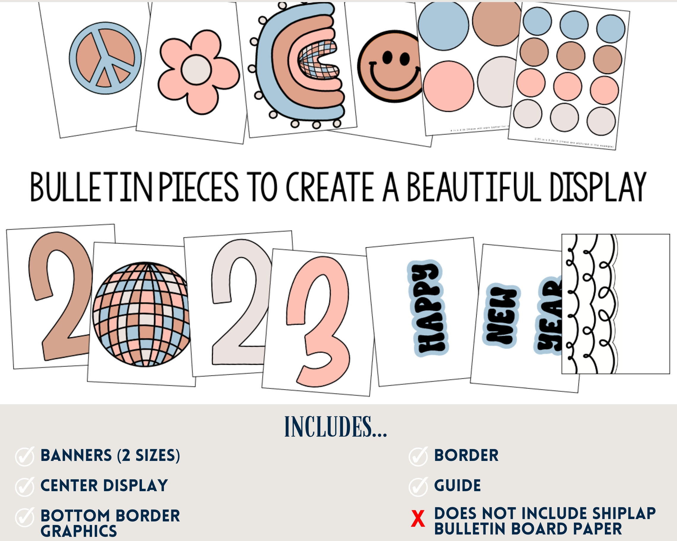 New Years Bulletin Board Kit in Muted Colors January - Etsy