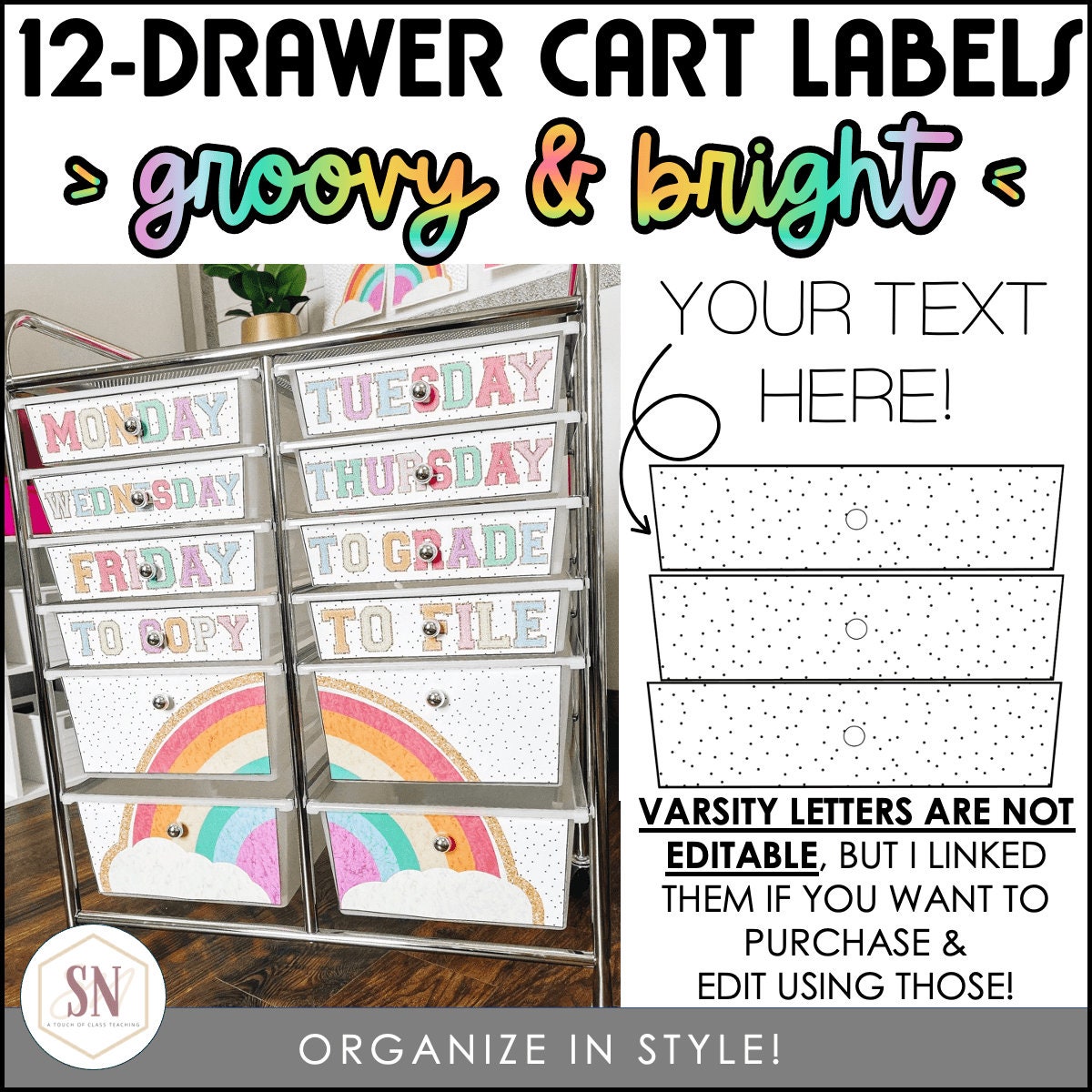 Groovy Classroom Decor 12 Drawer Cart Labels - Etsy
