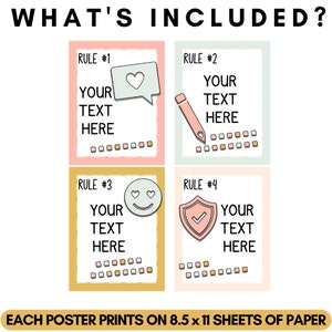 Calm Pastel Classroom Decor | Class Rules Posters | Editable | *NEW - Etsy