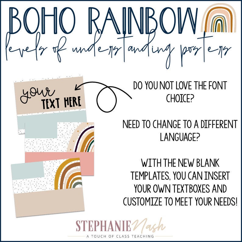 Boho Rainbow Levels of Understanding Posters - Etsy