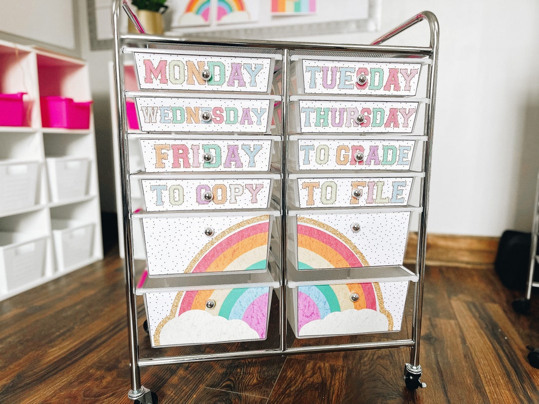 Groovy Classroom Decor | 12 Drawer Cart Labels - Etsy