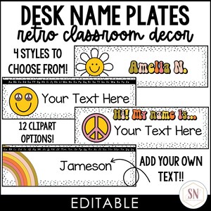 Retro Classroom Decor | Desk Name Plates - Etsy