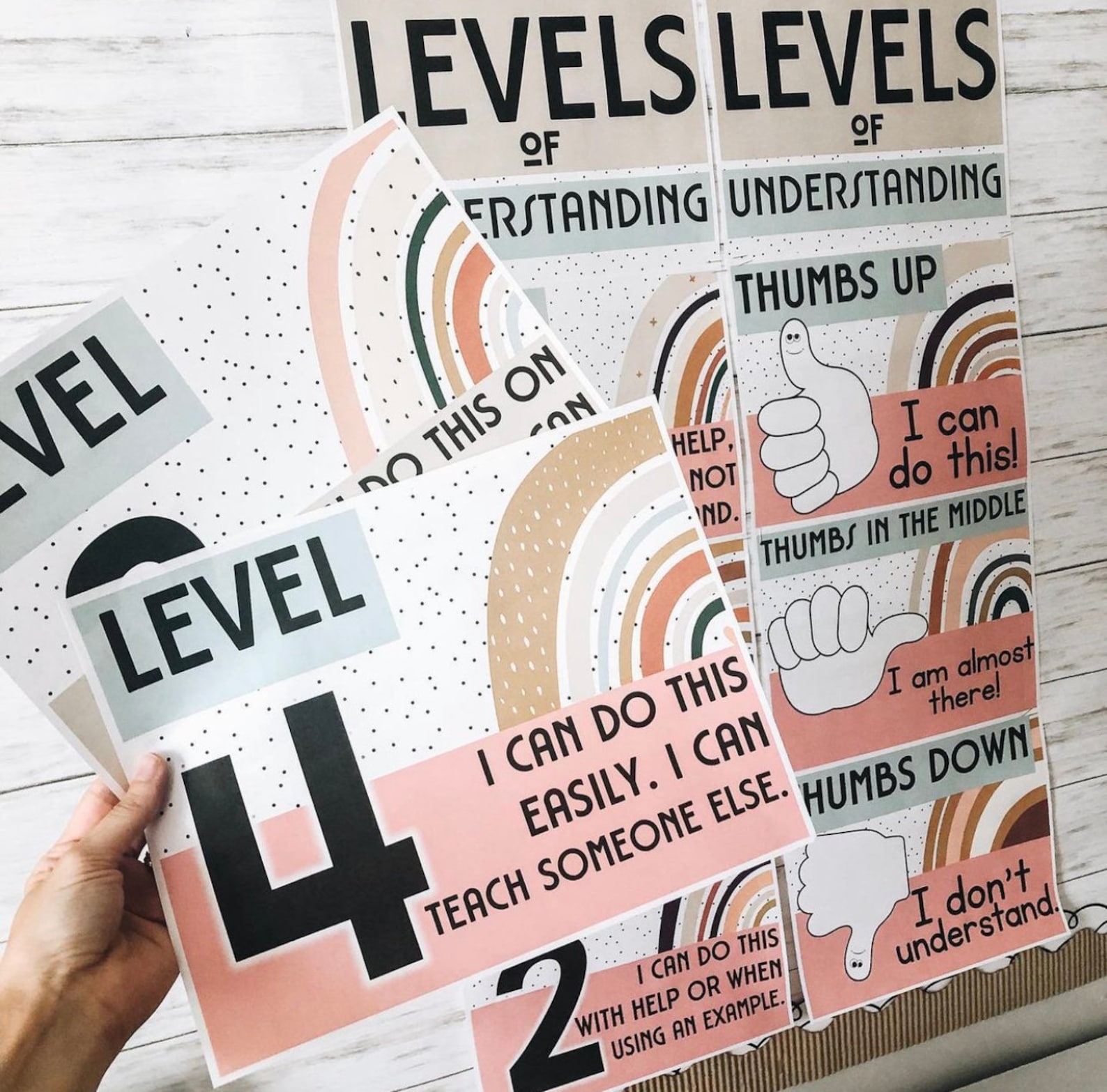 Boho Rainbow Levels of Understanding Posters - Etsy