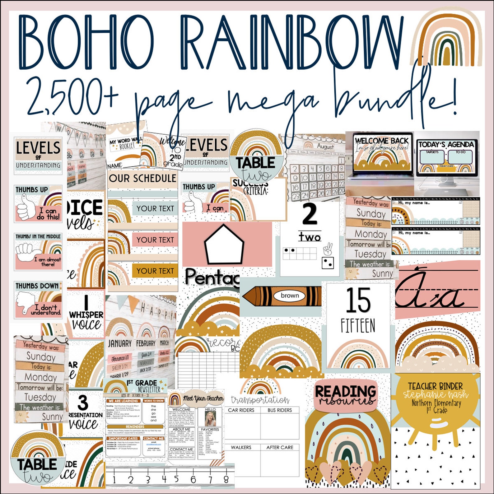 Boho Rainbow Classroom Decor Neutral Rainbow Decor Bundle - Etsy