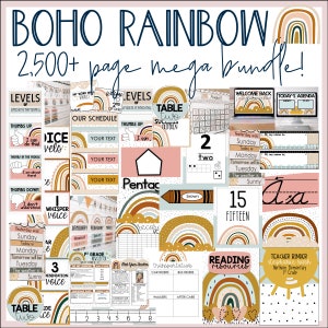 Boho Rainbow Classroom Decor Neutral Rainbow Decor Bundle - Etsy