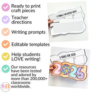 2026 New Year Craft for New Year Bulletin Board | New Year Resolution ...