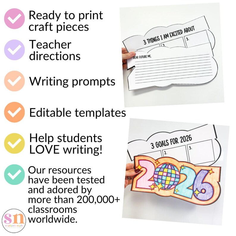 2026 New Year Craft for New Year Bulletin Board | New Year Resolution ...