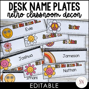 Retro Classroom Decor | Desk Name Plates - Etsy