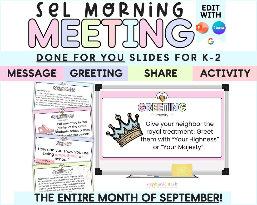 SEL Morning Meeting Slides Kindergarten - 2nd Grade Morning Meeting ...
