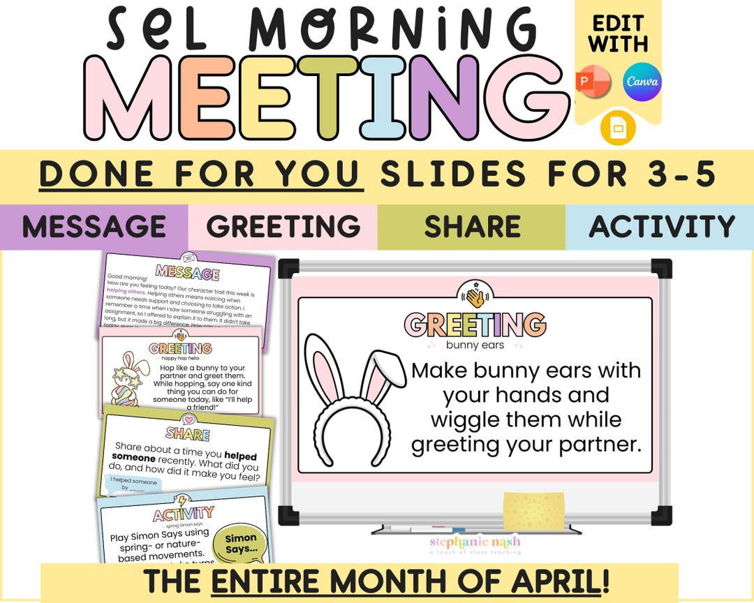 April SEL Morning Meeting Slides for March, 3rd, 4th Grade, 5th Grade ...