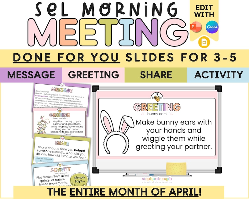 April SEL Morning Meeting Slides for March, 3rd, 4th Grade, 5th Grade ...
