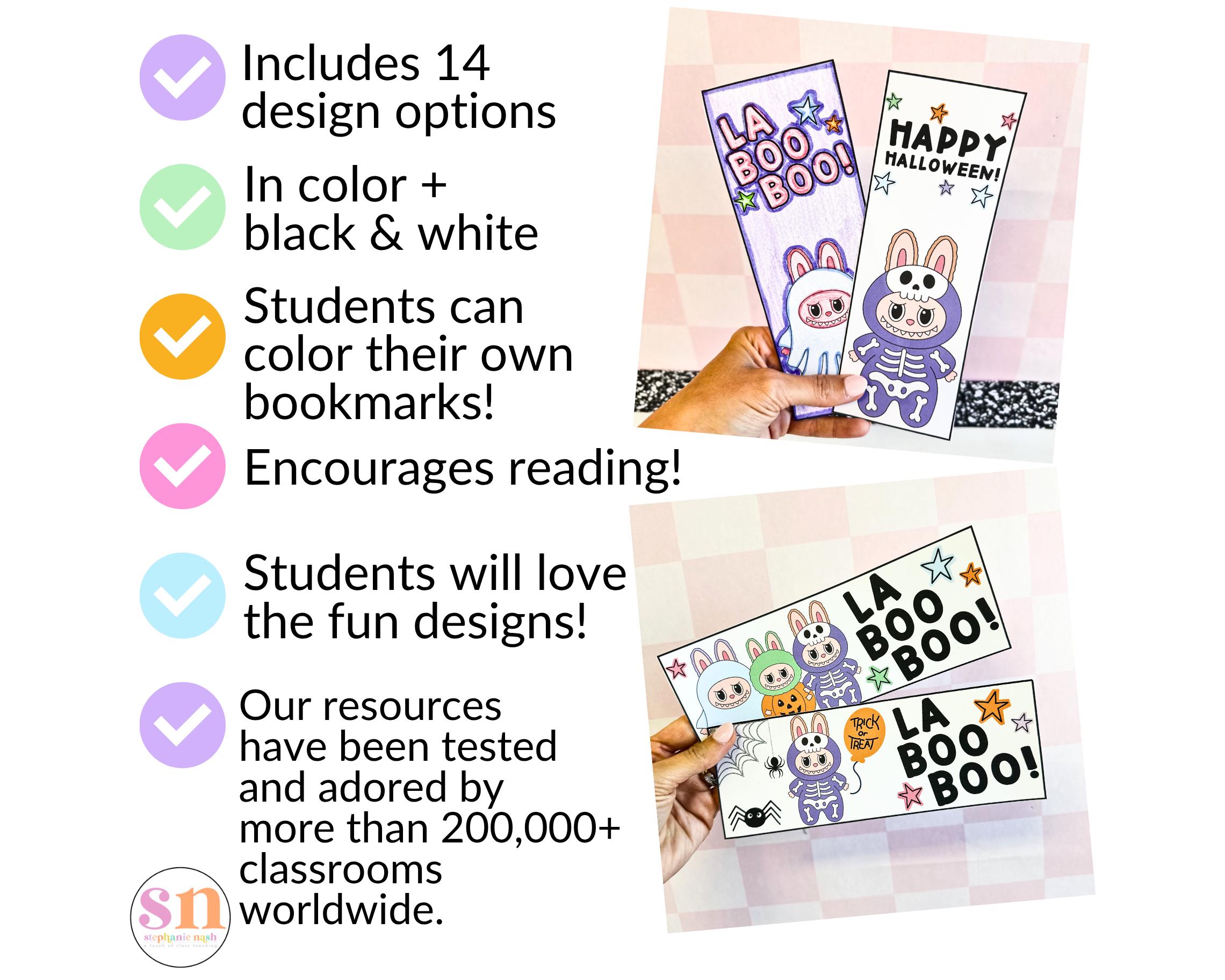 Halloween Bookmarks | Coloring Bookmarks for Students | October ...