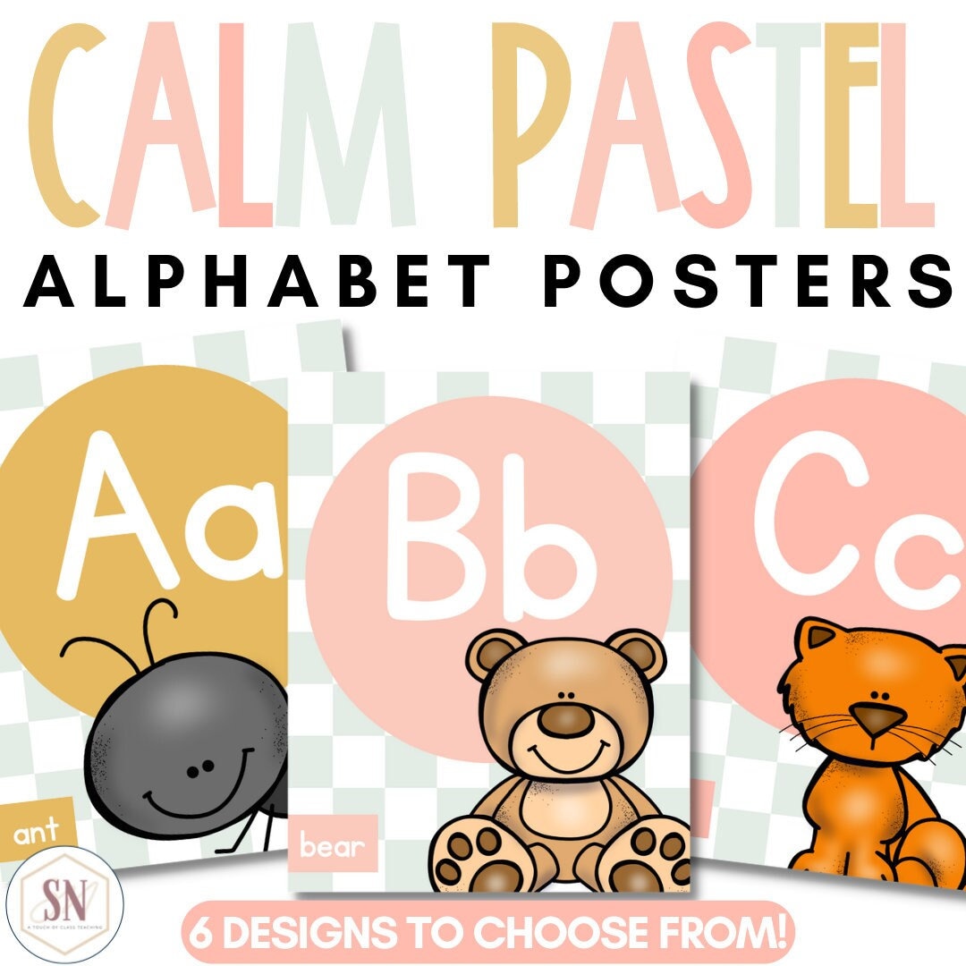 Calm Pastel Classroom Decor | Alphabet Posters | Editable | *NEW - Etsy