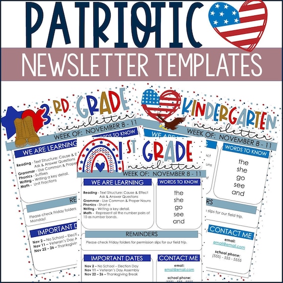 Patriotic Newsletter Templates - Etsy