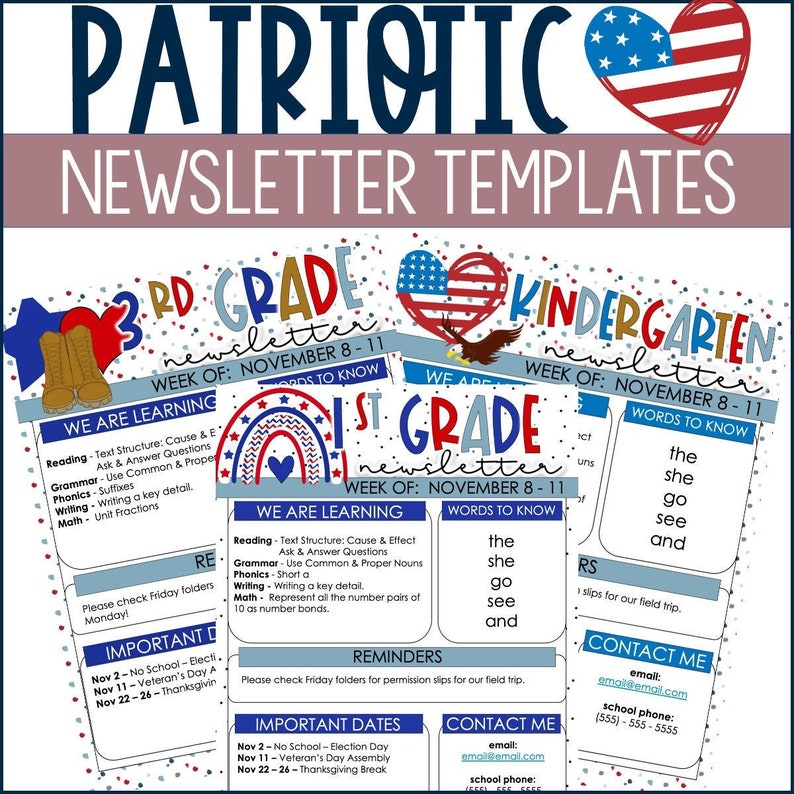 Patriotic Newsletter Templates - Etsy