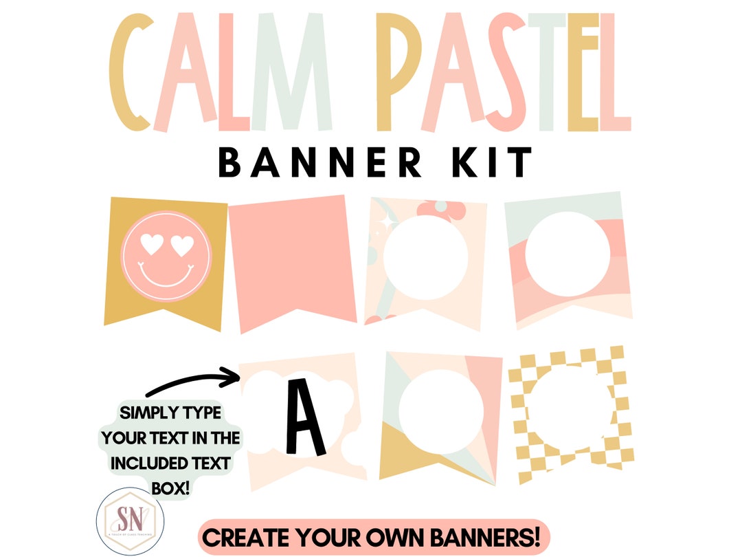 Calm Pastel Classroom Decor | Banner Templates | Editable | - Etsy