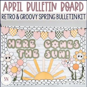 Groovy Spring Bulletin Board Board | April Sun & Flowers Bulletin Kit ...